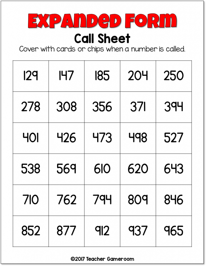 Expanded Form Bingo Game - Teacher Gameroom