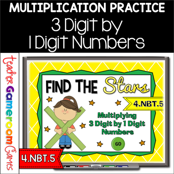 3 Digit by 1 Digit Multiplication Find the Star Game - Teacher Gameroom