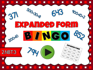 Expanded Form Bingo Game - Teacher Gameroom