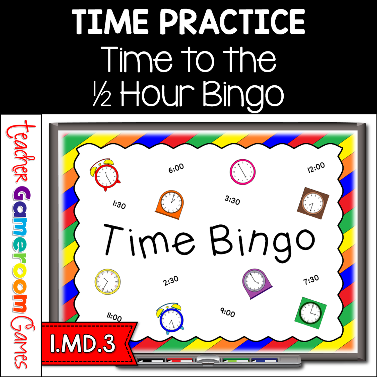 TimeTo the Half Hour Bingo PowerPoint Game Kit Cover - Teacher Gameroom TimeTo the Half Hour Bingo PowerPoint Game Kit Cover - Teacher Gameroom