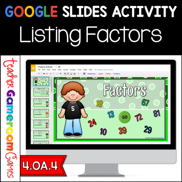 Factors Google Slides Activity - Teacher Gameroom