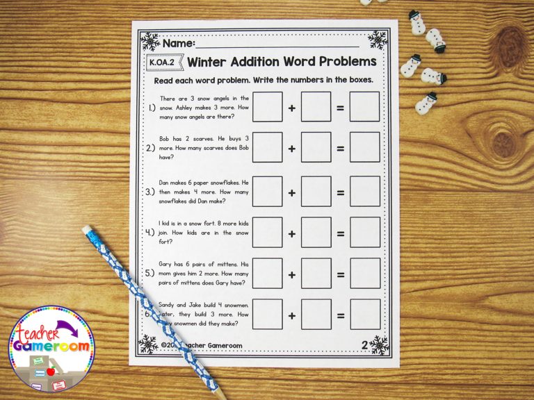Kindergarten Winter Math Worksheets - Teacher Gameroom