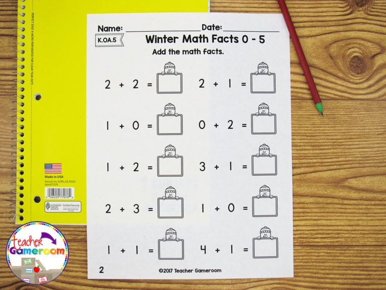 Kindergarten Winter Math Worksheets - Teacher Gameroom