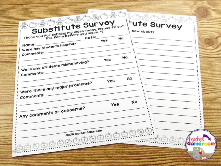 Ten Teacher Forms to include in a Substitute Binder by Teacher Gameroom