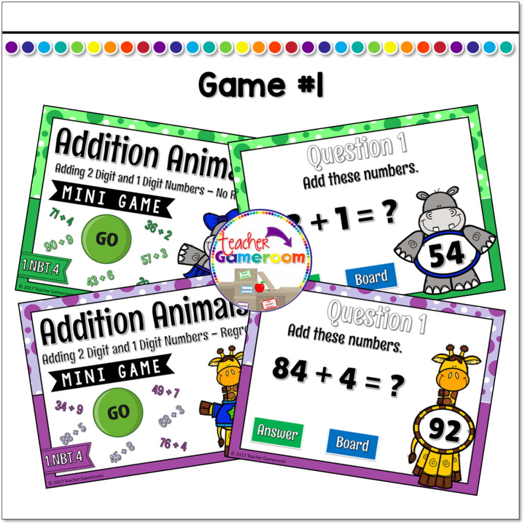 2 Digit Addition Digital Mini Game Bundle - Teacher Gameroom