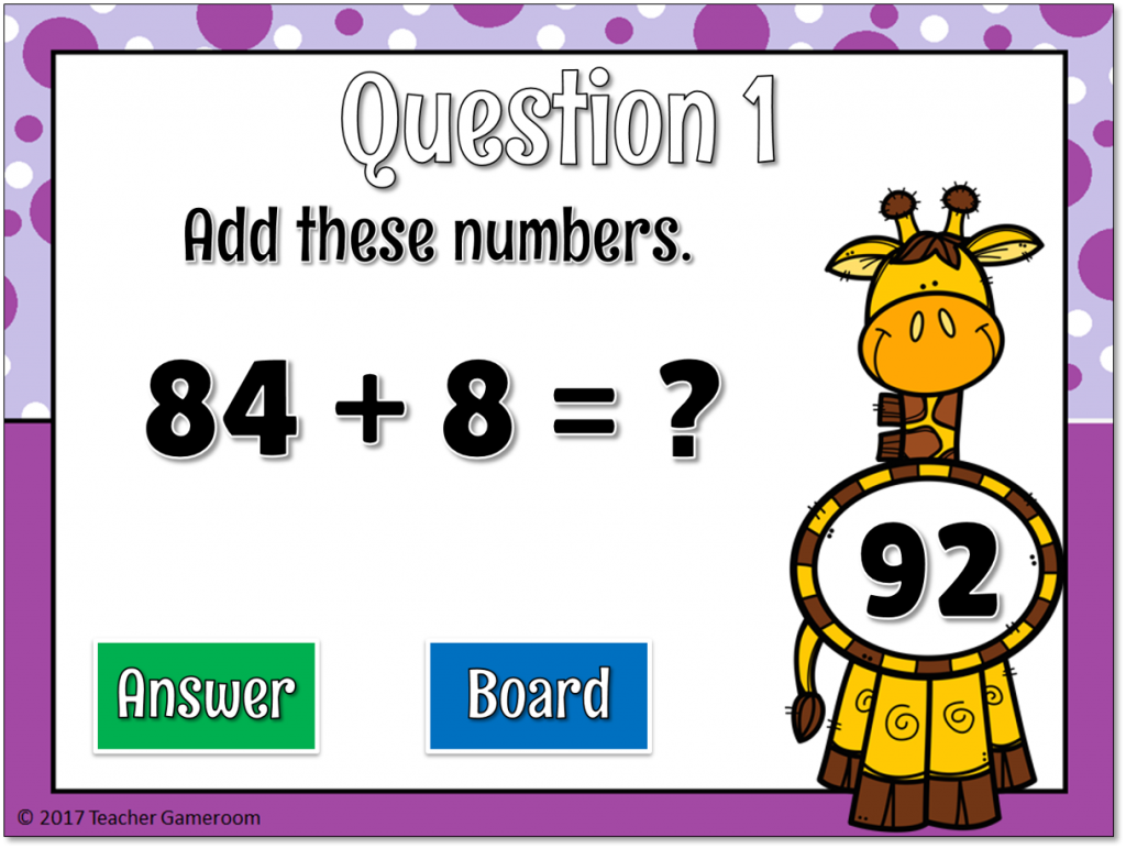 2 Digit and 1 Digit with No Regrouping Addition Digital Mini Game ...