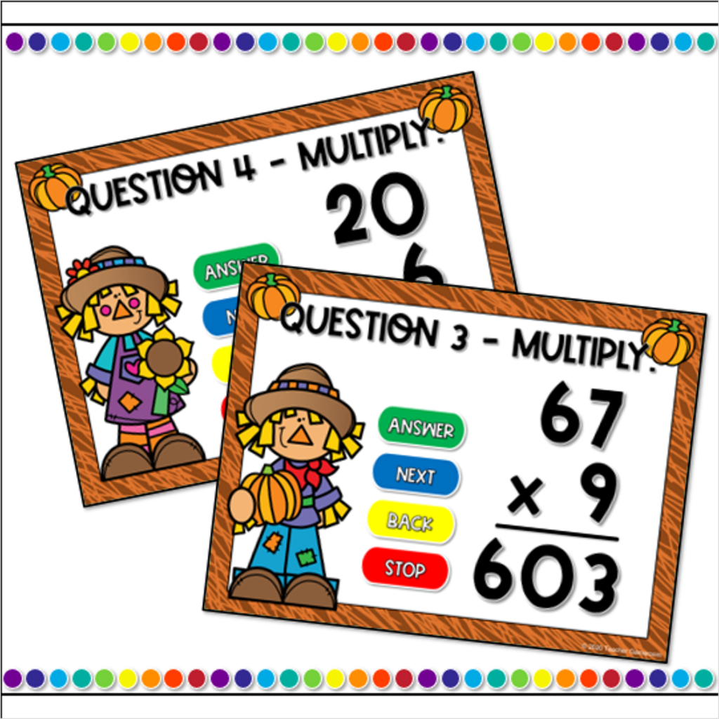 2 Digit by 1 Digit Multiplication Click and Go Powerpoint Game ...