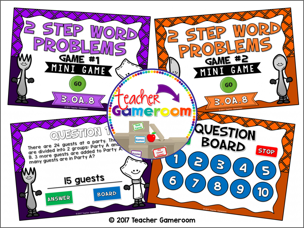2 Step Word Problems Mini Powerpoint Game Bundle - Teacher Gameroom