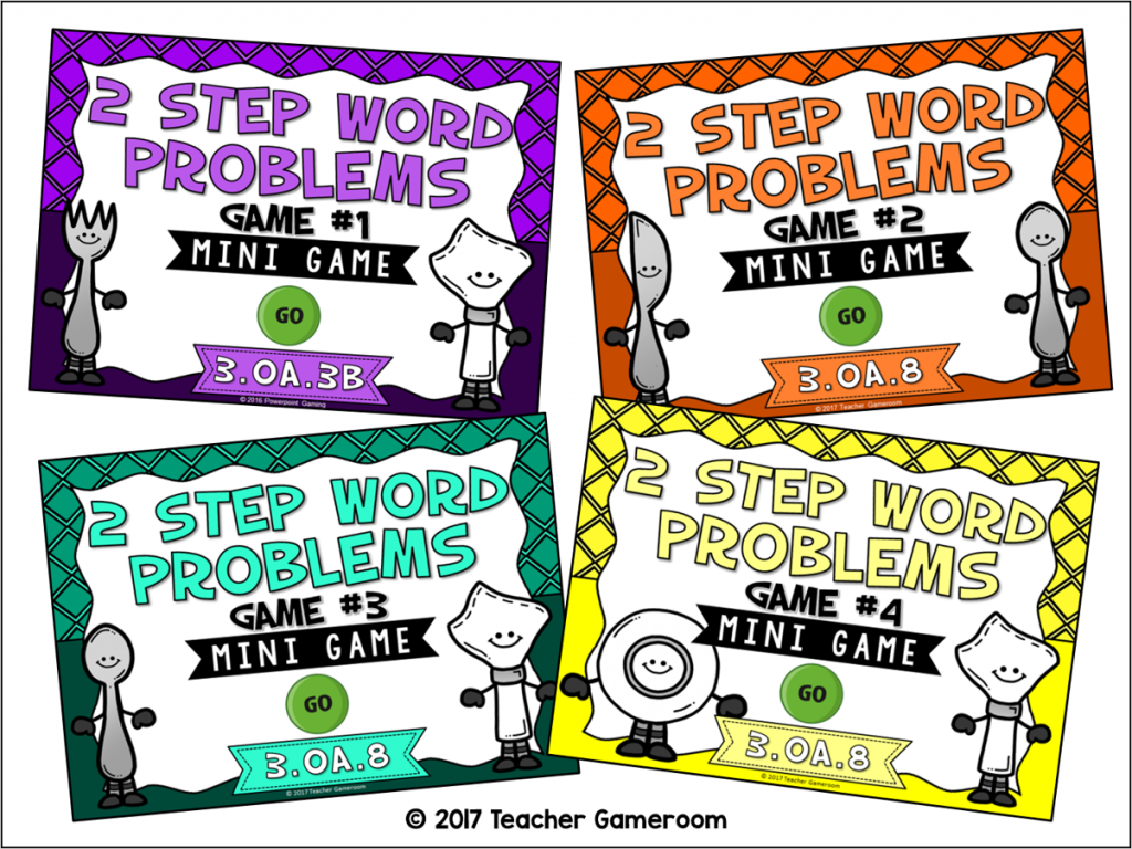 2 Step Word Problems Mini Powerpoint Game Bundle - Teacher Gameroom