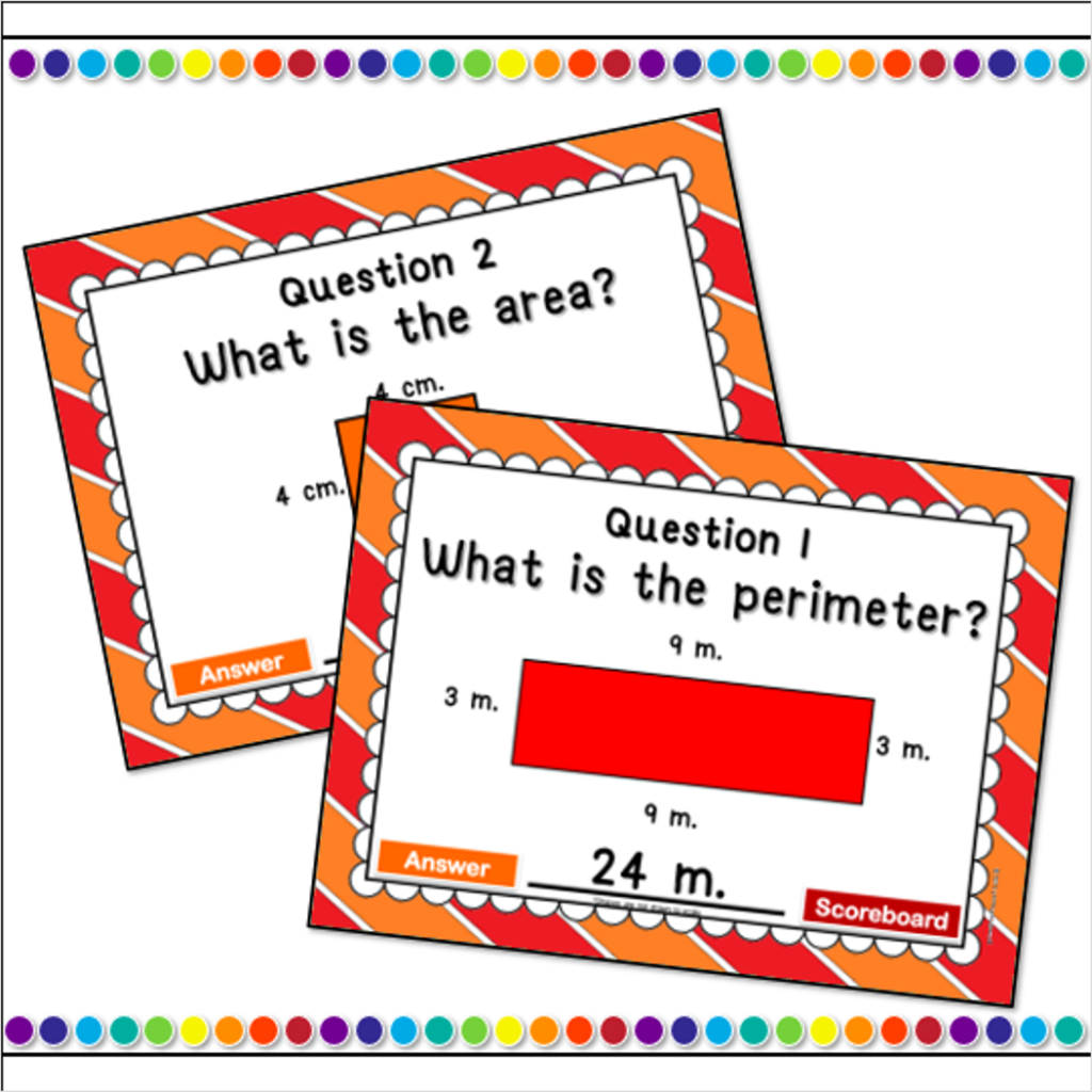 Area and Perimeter Metric Teacher vs Student Powerpoint Game - Teacher ...