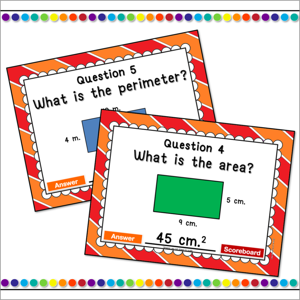 Area and Perimeter Metric Teacher vs Student Powerpoint Game - Teacher ...