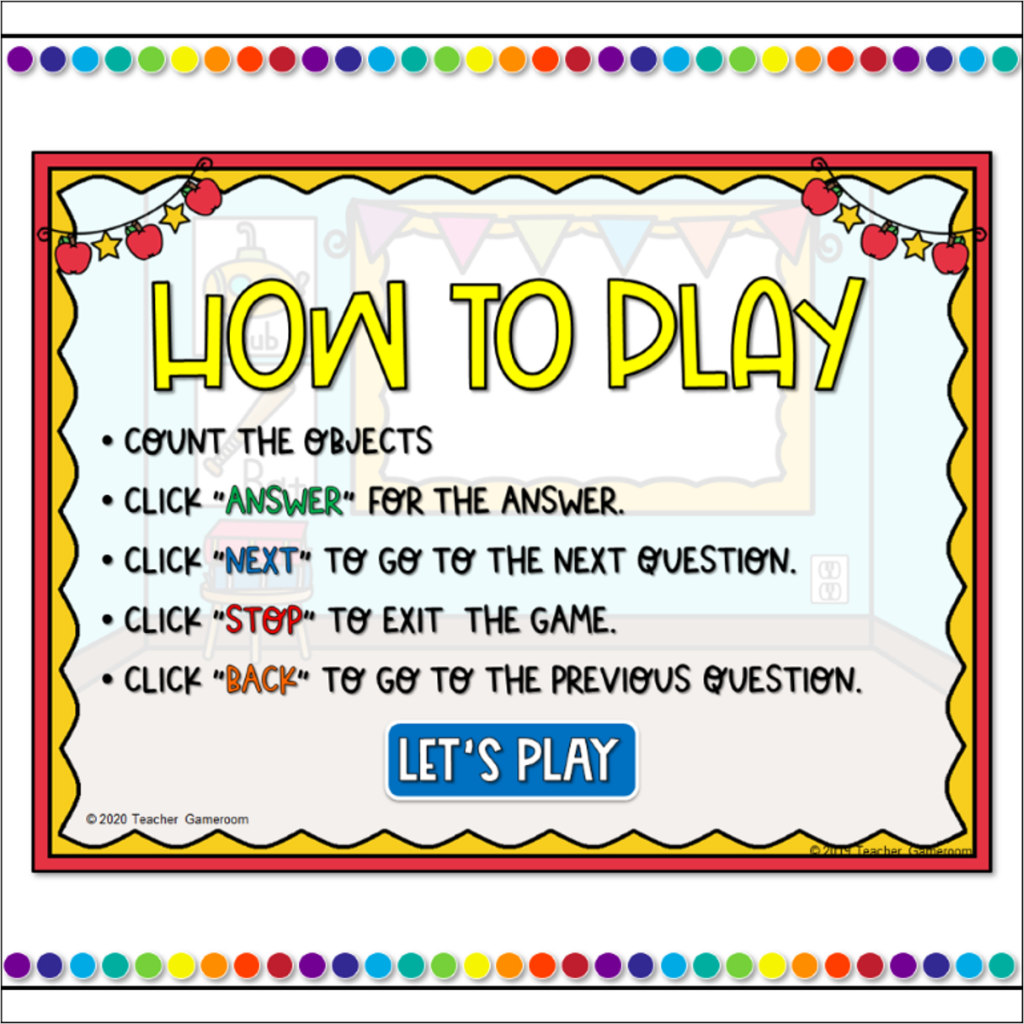 Counting to 20 Click and Go Powerpoint Game Freebie - Teacher Gameroom