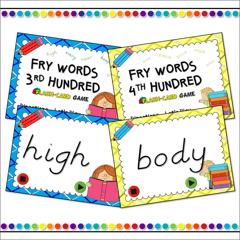 Fry Words – 1st 500 Words – Flash Card Bundle - Teacher Gameroom