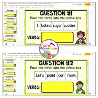 Identifying Verbs in Sentences Google Activity - Teacher Gameroom