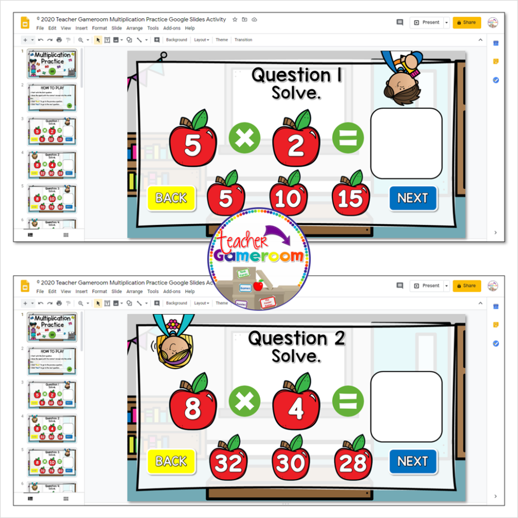 Multiplication Practice Google Slides Activity - Teacher Gameroom