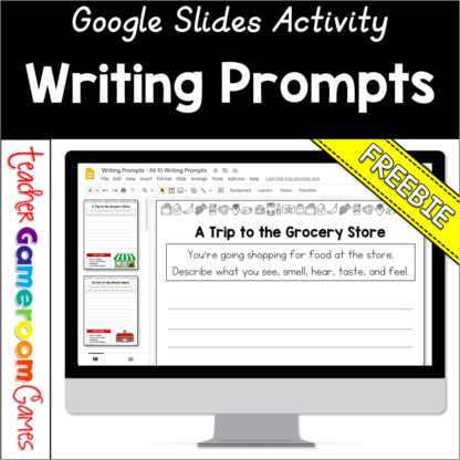Free Digital Writing Prompts Google Activity - Teacher Gameroom