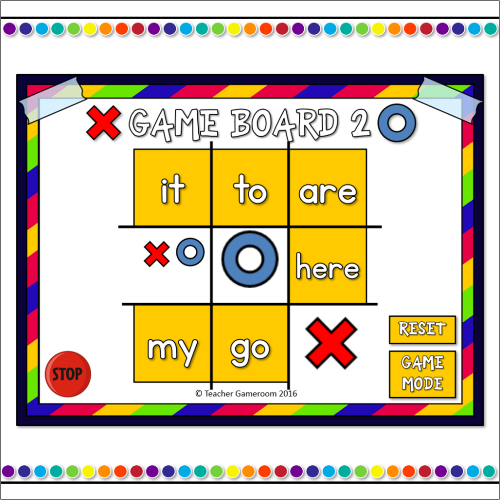 Sight Words Tic-Tac-Toe Game - Teacher Gameroom