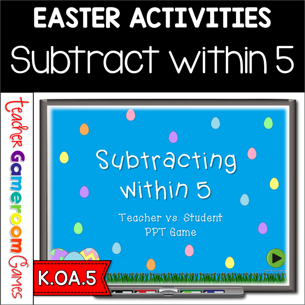 Subtract within 5 Easter Powerpoint Game - Teacher Gameroom