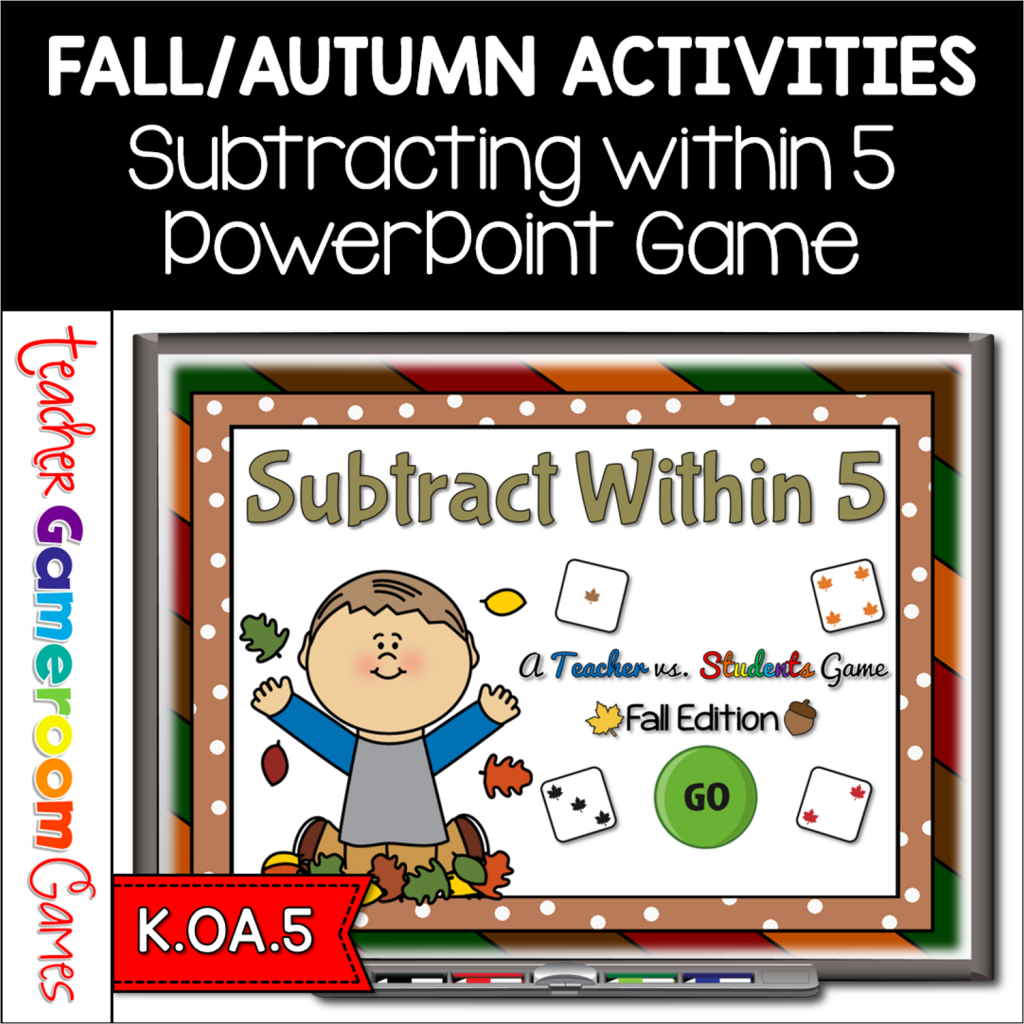 Subtract within 5 Fall Edition Powerpoint Game - Teacher Gameroom