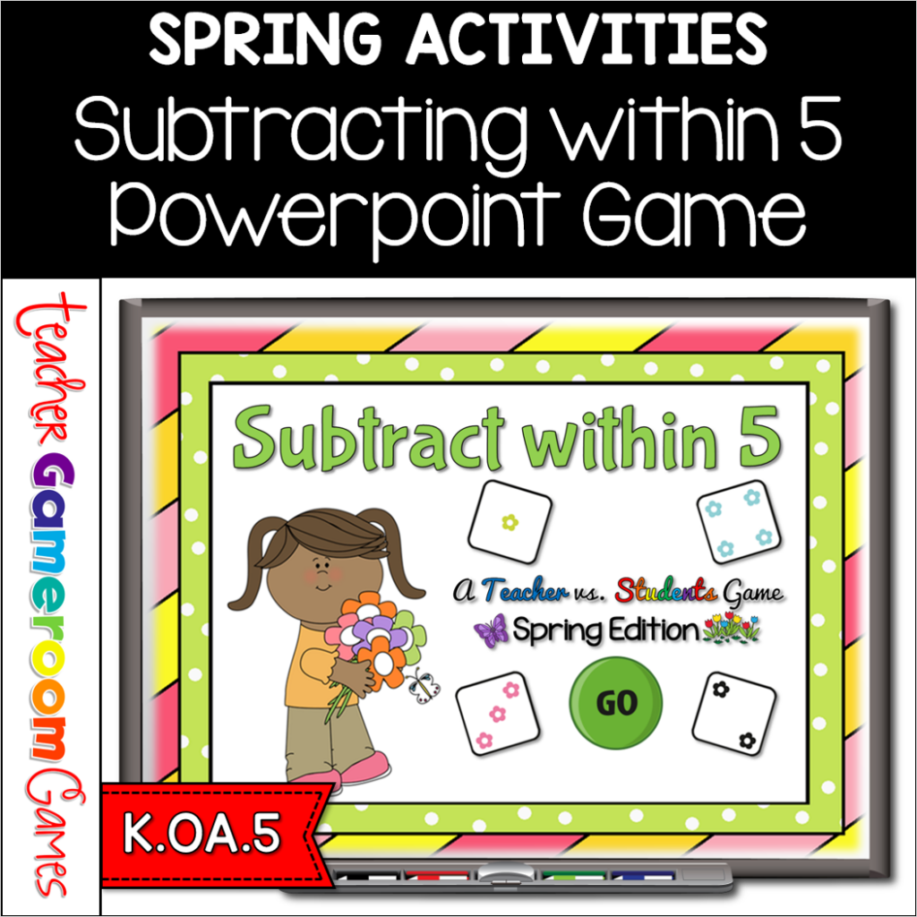 Subtract within 5 Spring Edition Powerpoint Game - Teacher Gameroom