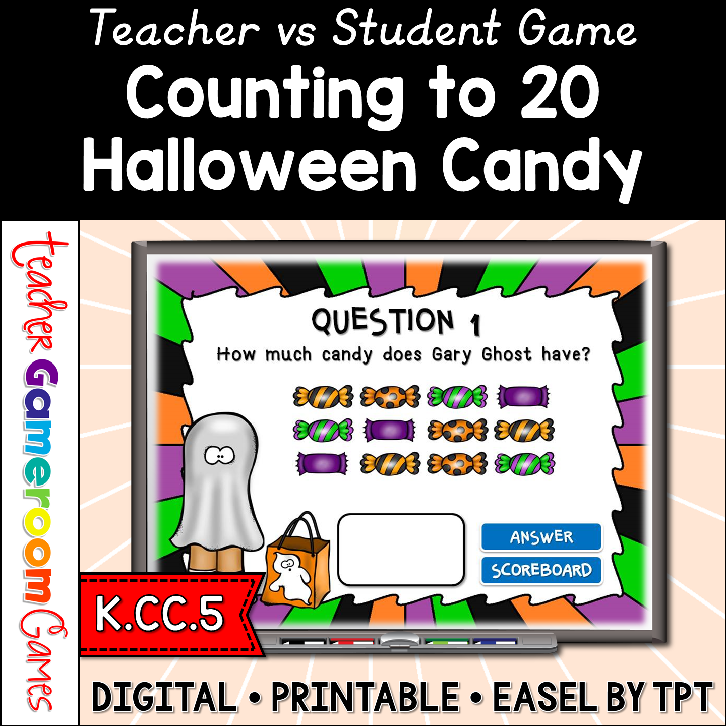 Counting Candy Halloween Teacher vs Student Powerpoint Game Cover ...