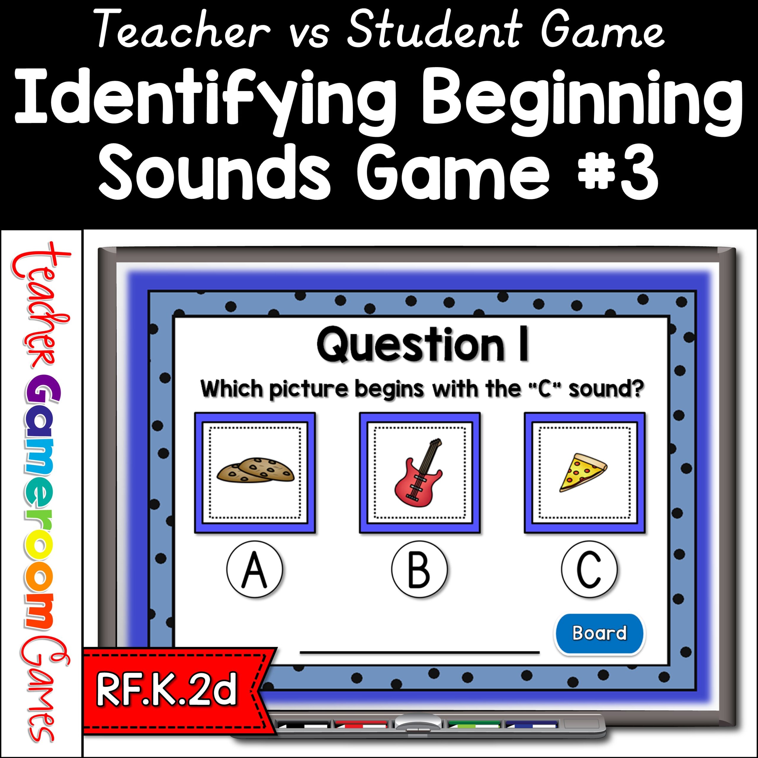 Identifying Beginning Sounds Teacher vs. Student Game 3 Cover - Teacher ...