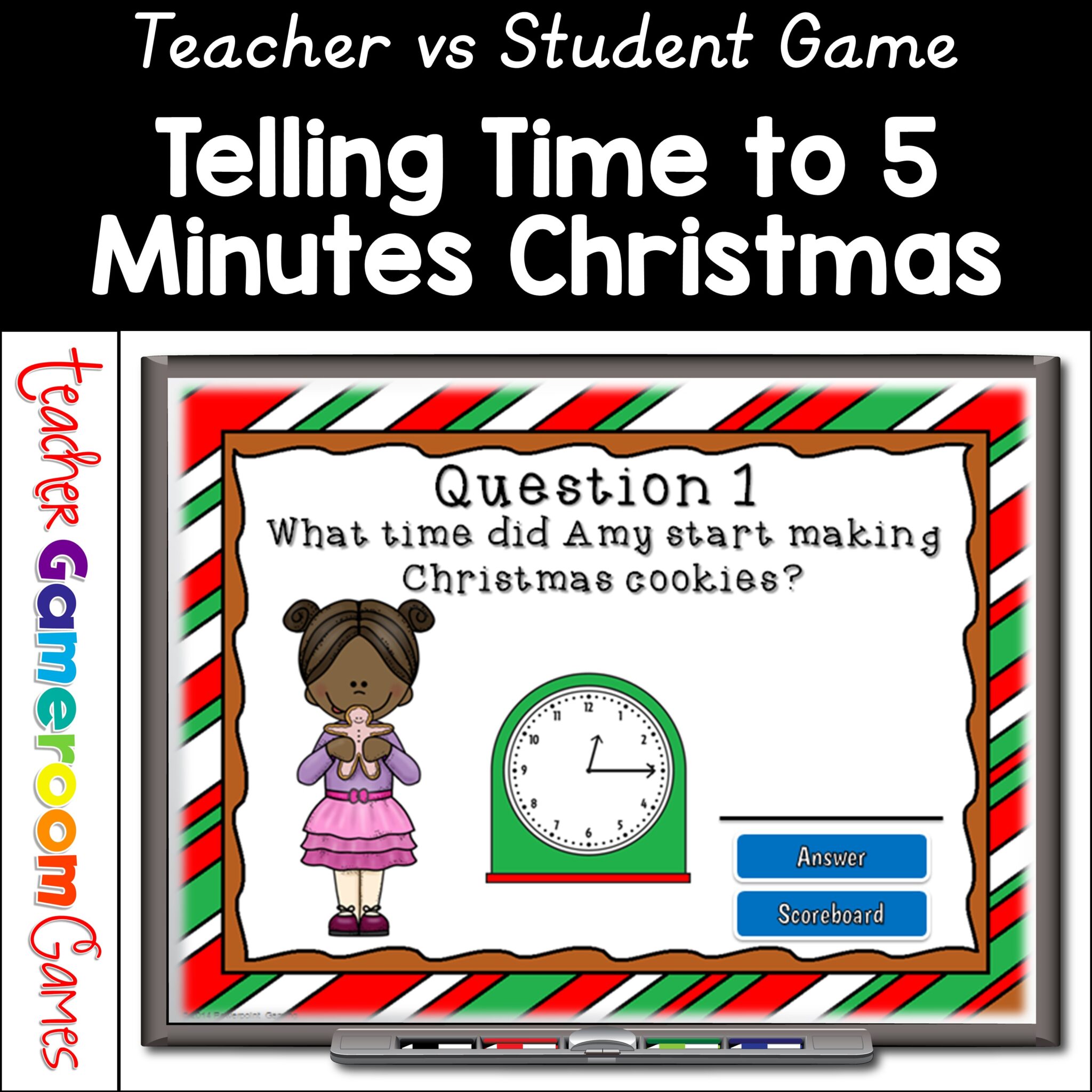Telling Time to 5 Minutes Game | Christmas Activities | Christmas ...