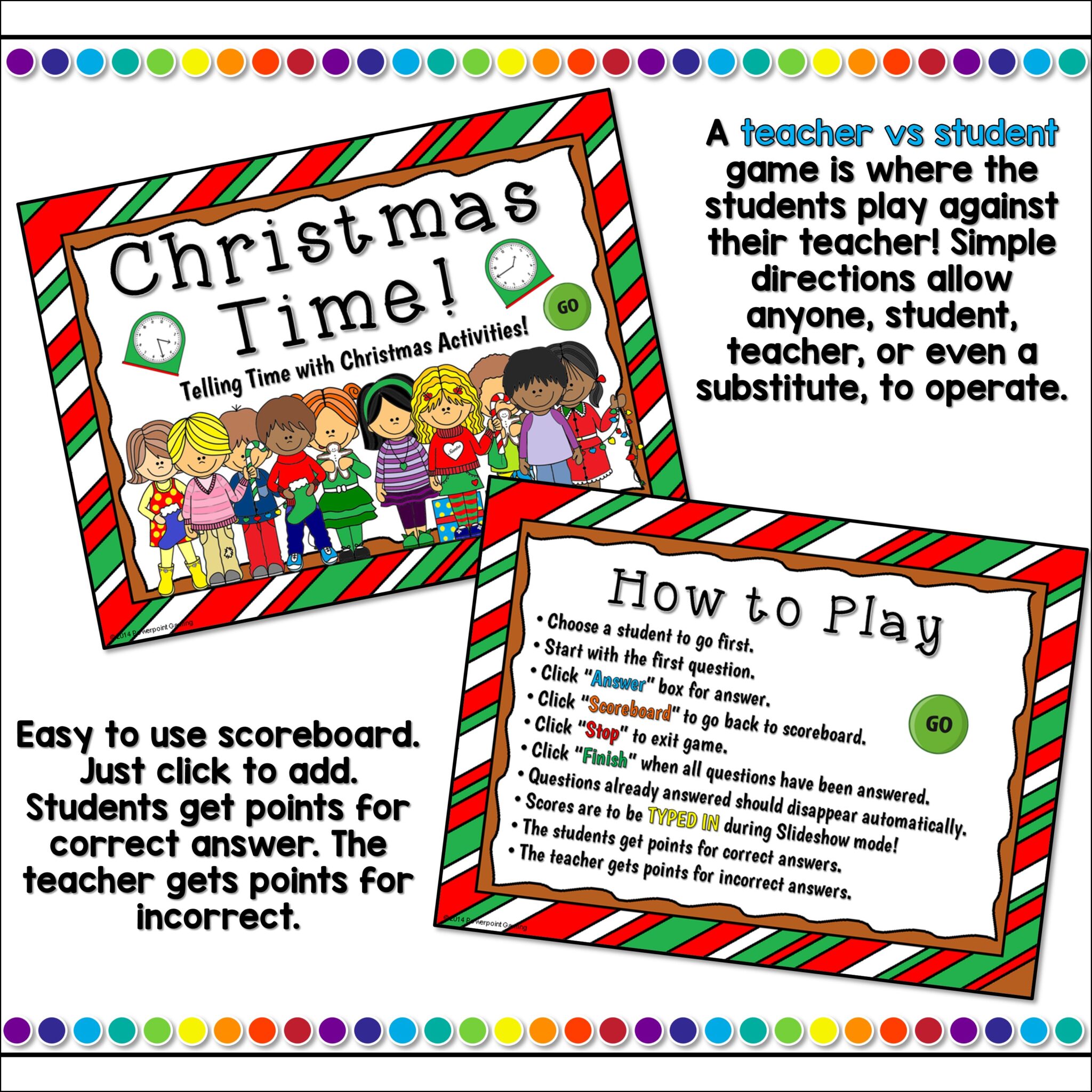 Telling Time to 5 Minutes Game | Christmas Activities | Christmas ...